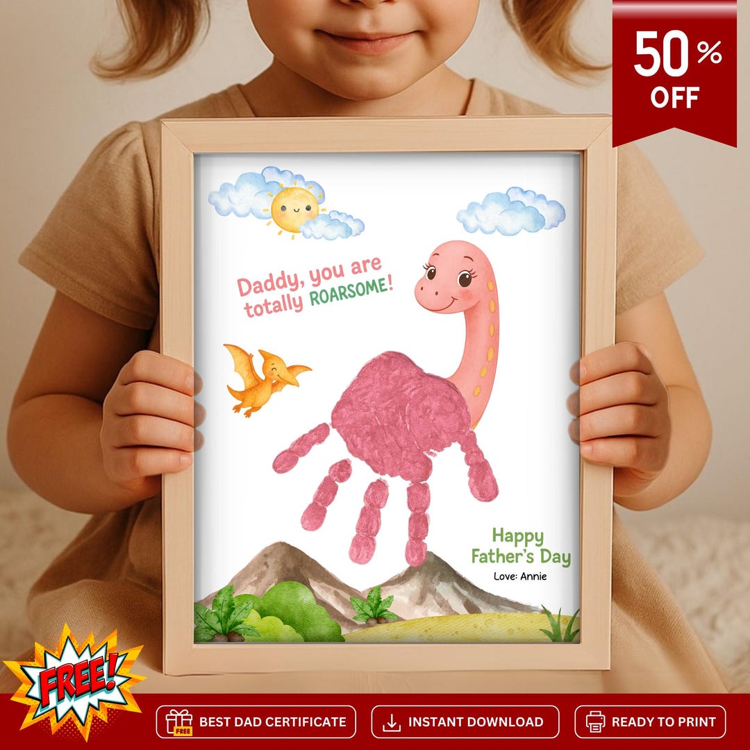 Fathers Day Printable,dino Prints,dino Handprint,dino Gifts,dino Craft ...