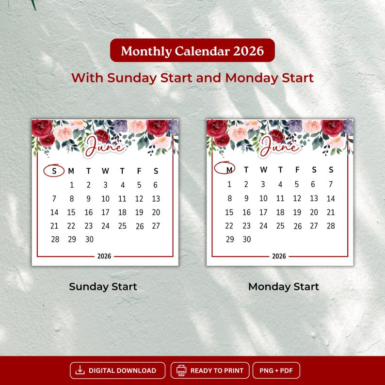 2026 Printable 3x3 Mini Watercolor Floral Desk Calendar | Printable ...