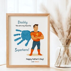 Fathers Day Superhero,superhero Dad Gift,handprint Art for Kids,hero ...