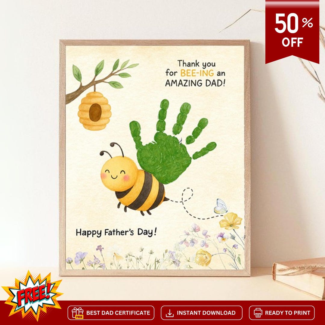 Bee Handprint,father's Day Handprint Craft,father's Day Print,printable ...