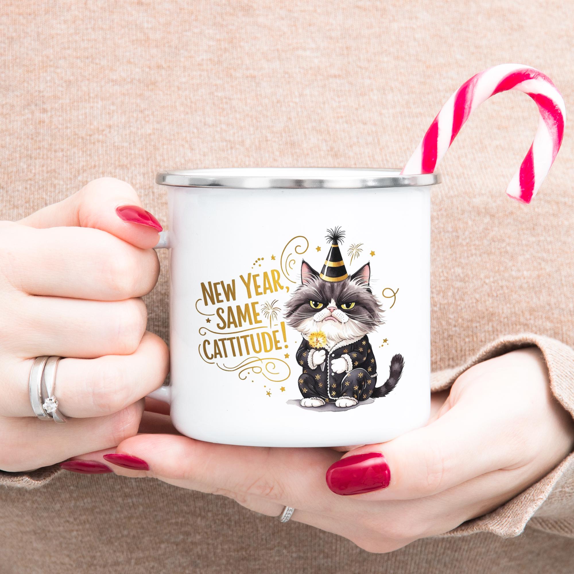 Cute Cat New Year PNG Happy New Year Cat PNG Festive Cat Clipart New ...