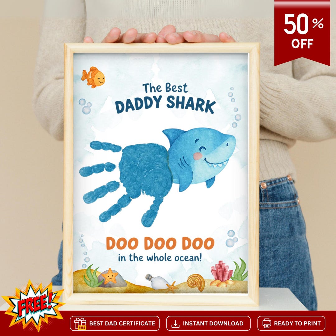 Daddy Shark,baby Shark,fathers Day Shark,handprint Art Fathers Day,love ...