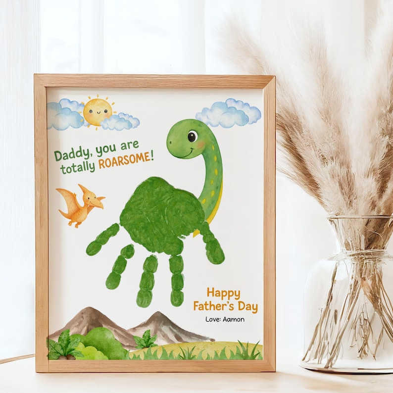 Fathers Day Printable,dino Prints,dino Handprint,dino Gifts,dino Craft ...