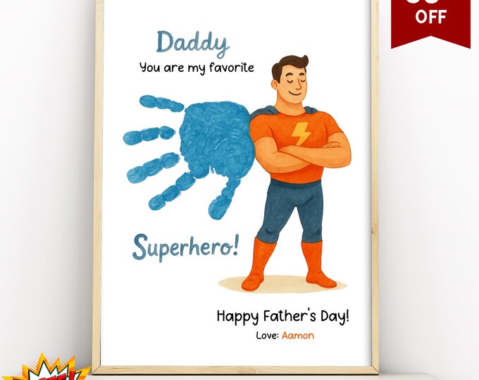 SUPERDAD Father's Day Printable | Handprint Art Craft | Superhero ...