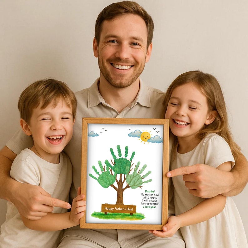 Tree Handprint Fathers Day,tree Art Print,grandpa Handprint,father's ...