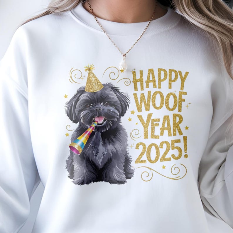 Cute Dog New Year PNG Happy Woof Year 2025 Happy New Year Dog PNG New ...