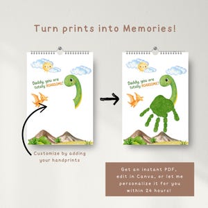 Fathers Day Printable,dino Prints,dino Handprint,dino Gifts,dino Craft ...