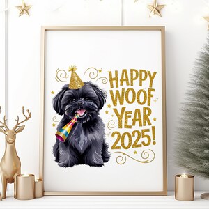 Cute Dog New Year PNG Happy Woof Year 2025 Happy New Year Dog PNG New ...