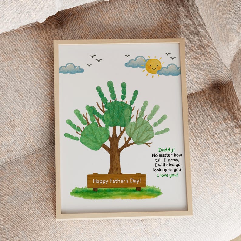 Tree Handprint Fathers Day,tree Art Print,grandpa Handprint,father's ...