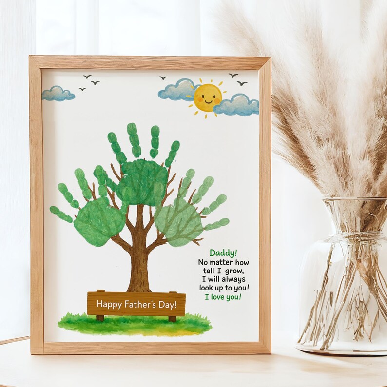Tree Handprint Fathers Day,tree Art Print,grandpa Handprint,father's ...