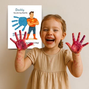 Fathers Day Superhero,superhero Dad Gift,handprint Art for Kids,hero ...