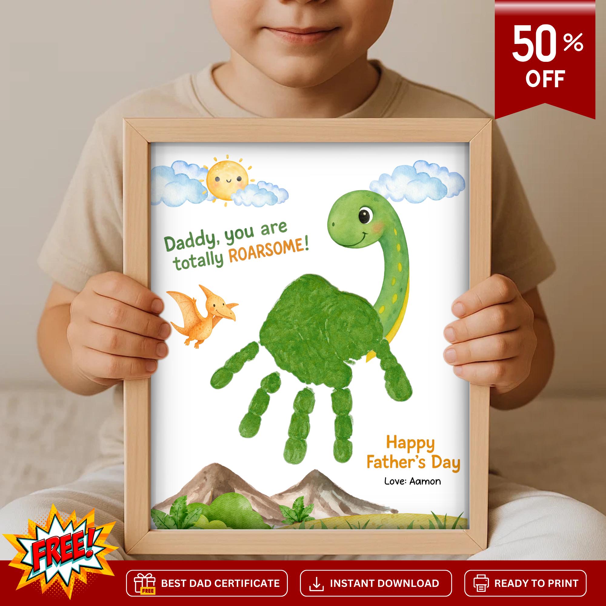 Fathers Day Printable,dino Prints,dino Handprint,dino Gifts,dino Craft ...