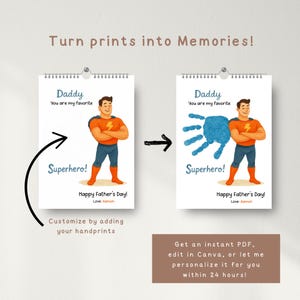 Fathers Day Superhero,superhero Dad Gift,handprint Art for Kids,hero ...