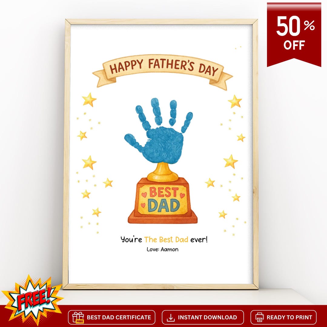 Dad Trophy,trophy Handprint,father's Day Handprint Craft,father's Day ...
