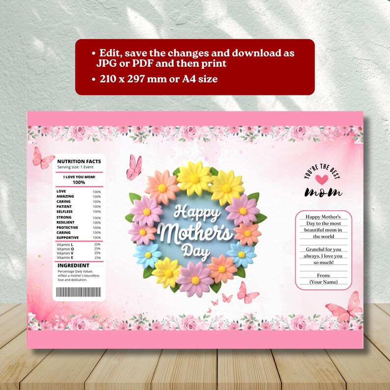 Mothers Day Chip Bags,editable Mothers Day Treat Bag,printable Mothers ...