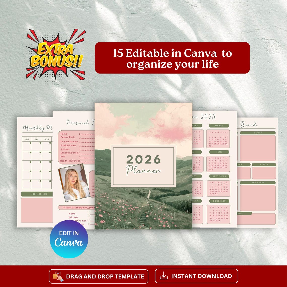 2026 Printable 3x3 Mini Watercolor Floral Desk Calendar | Printable ...