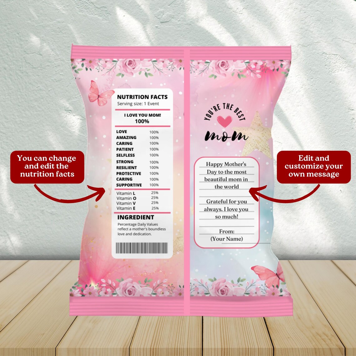 Mothers Day Chip Bags,editable Mothers Day Treat Bag,printable Mothers ...