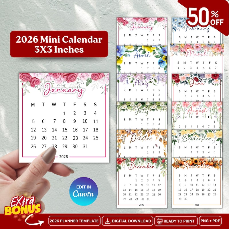 Small Desk Calendar 2026 - Etsy