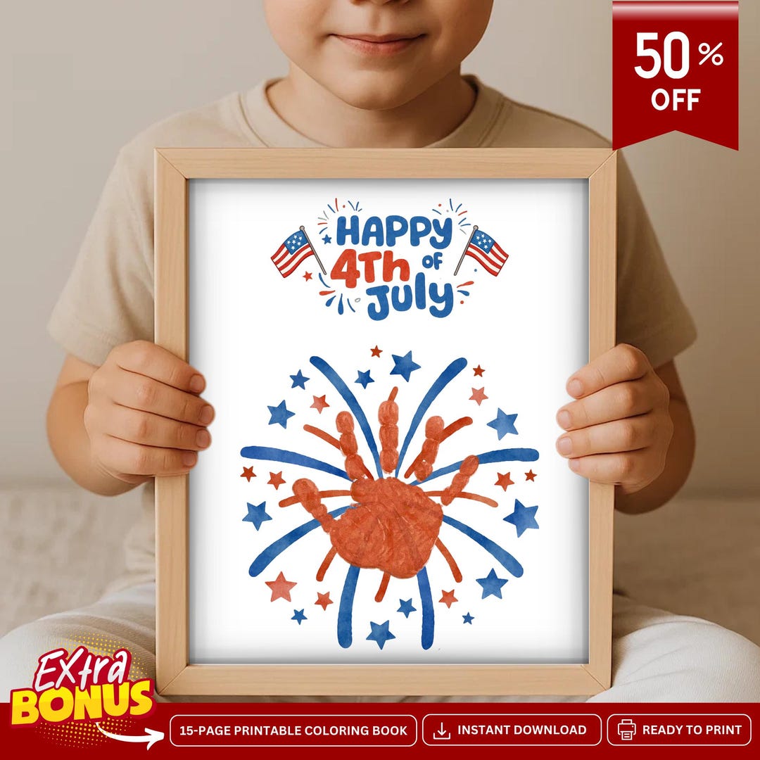 4th of July Fireworks Handprint Art,patriotic Art Print,firework ...