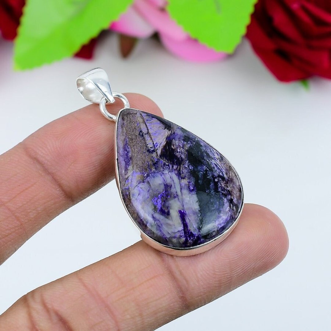 Russian Charoite Pendant Gemstone Handmade Pendant 925 Sterling Silver ...