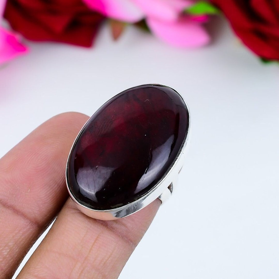 Beautiful Red Labradorite Gemstone Silver Ring 925 Sterling Silver ...