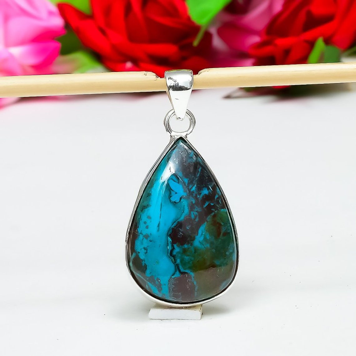 Blue Azurite Pendant Gemstone Handmade Pendant 925 Sterling Silver ...