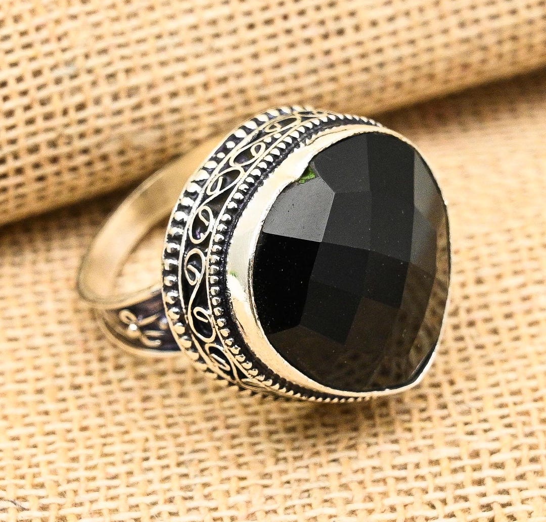 Black Spinel Gemstone Ring, 925 Sterling Silver Ring Jewelry, Gemstone ...