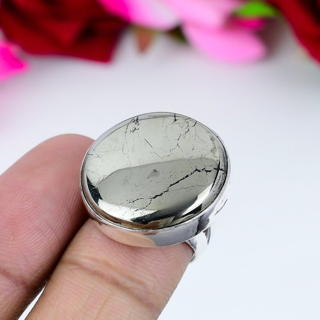Beautiful Pyrite Agate Gemstone Ring, 925 Solid Sterling Silver Ring ...