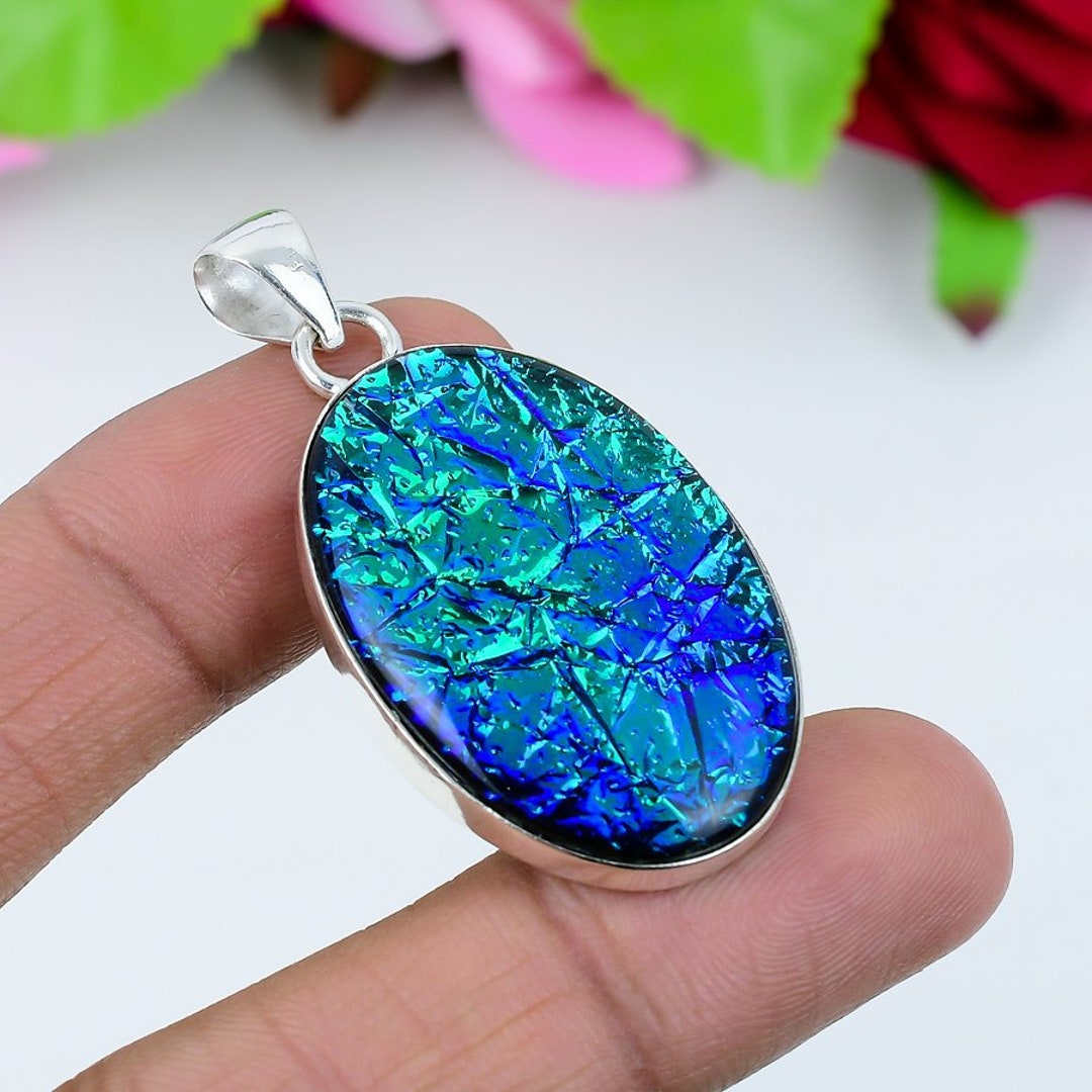 Dainty Blue Triplet Opal Gemstone Ring, 925 Sterling Silver Pendant ...