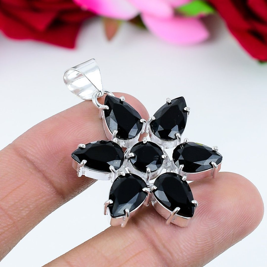Black Spinel Pendant Gemstone Jewelry Handmade Pendant 925 Sterling ...
