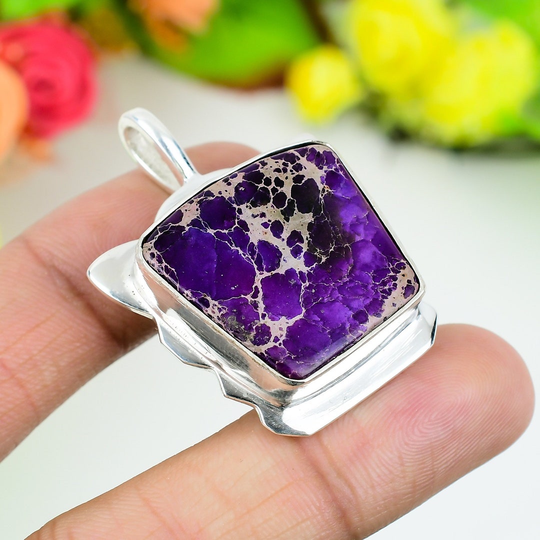 Purple Sea Sediment Pendant Gemstone Handmade Pendant 925 Sterling ...