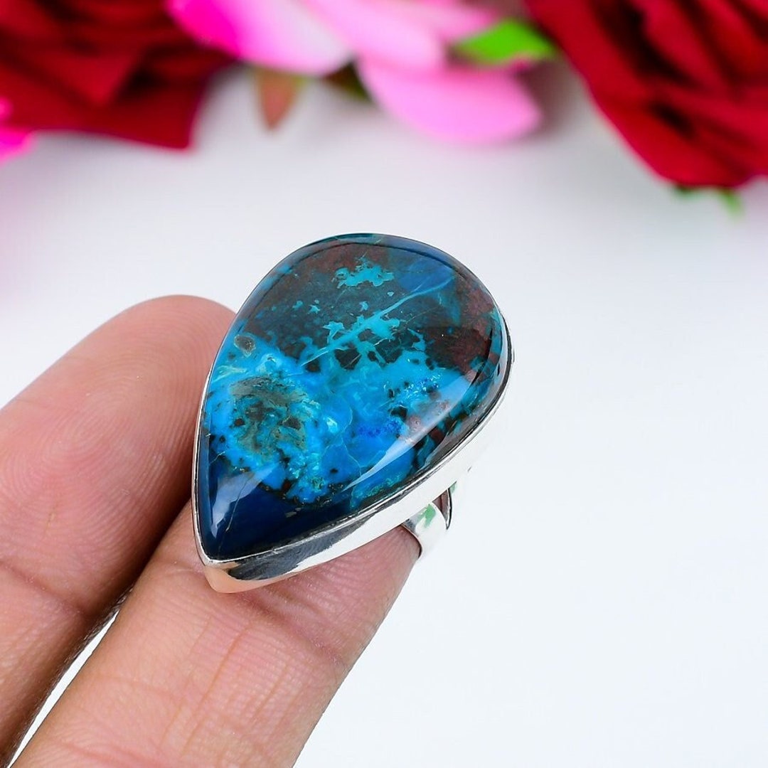 Blue Azurite Ring Gemstone 925 Sterling Silver Ring Handmade Ring Blue ...