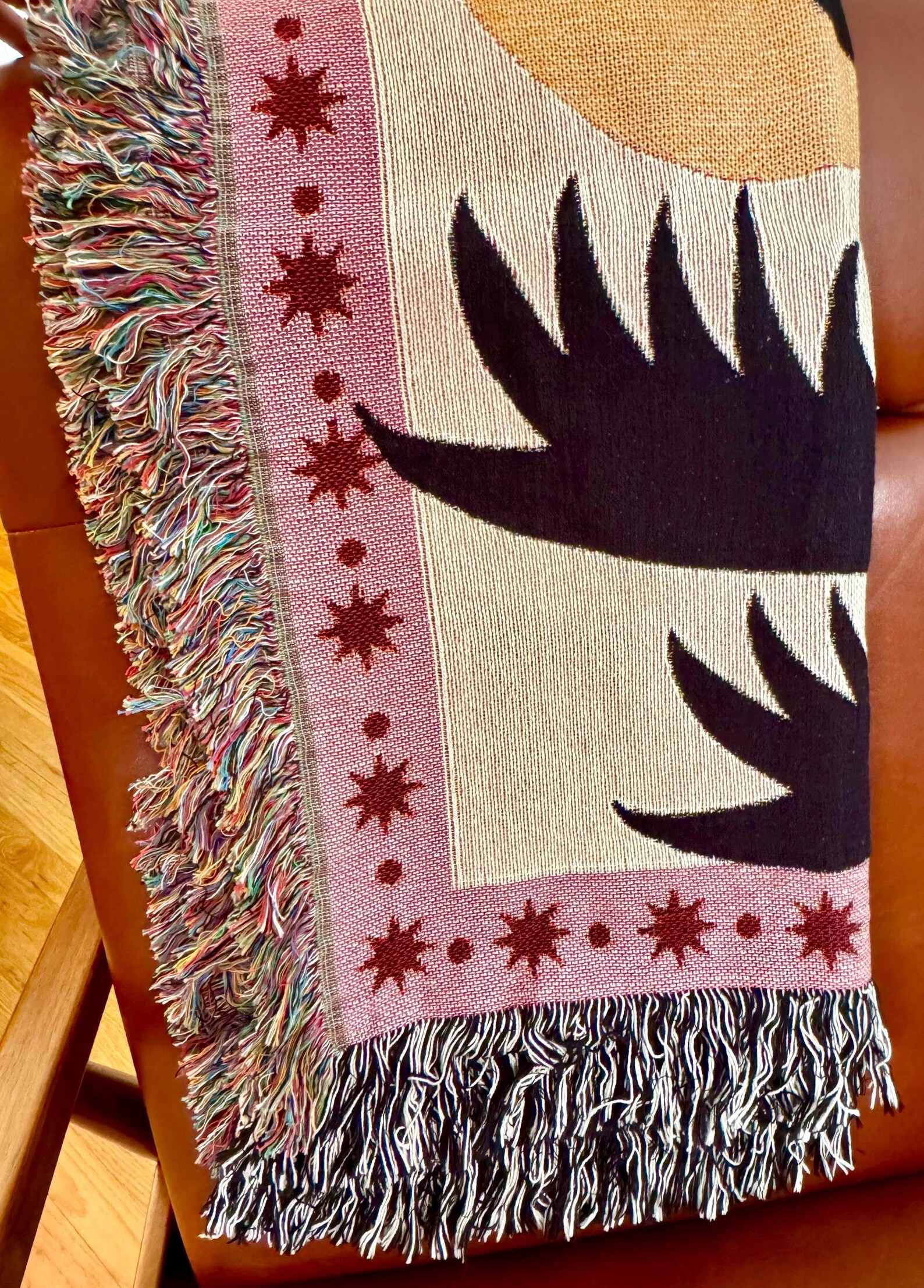 Palm Royale Palm Tree Woven Throw Blanket: Funky Maximalist Home Decor ...