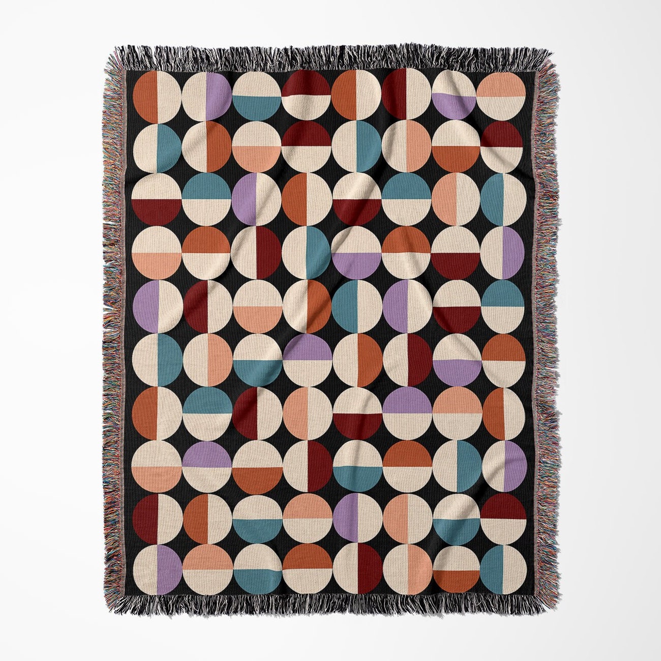 Fun Colorful Mix of Bauhaus and Midcentury 50x60 Inch 100% Cotton Woven Throw Blanket Madeinusa ...