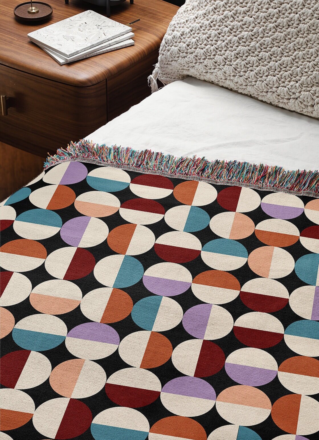 Fun Colorful Mix of Bauhaus and Midcentury 50x60 Inch 100% Cotton Woven Throw Blanket Madeinusa ...