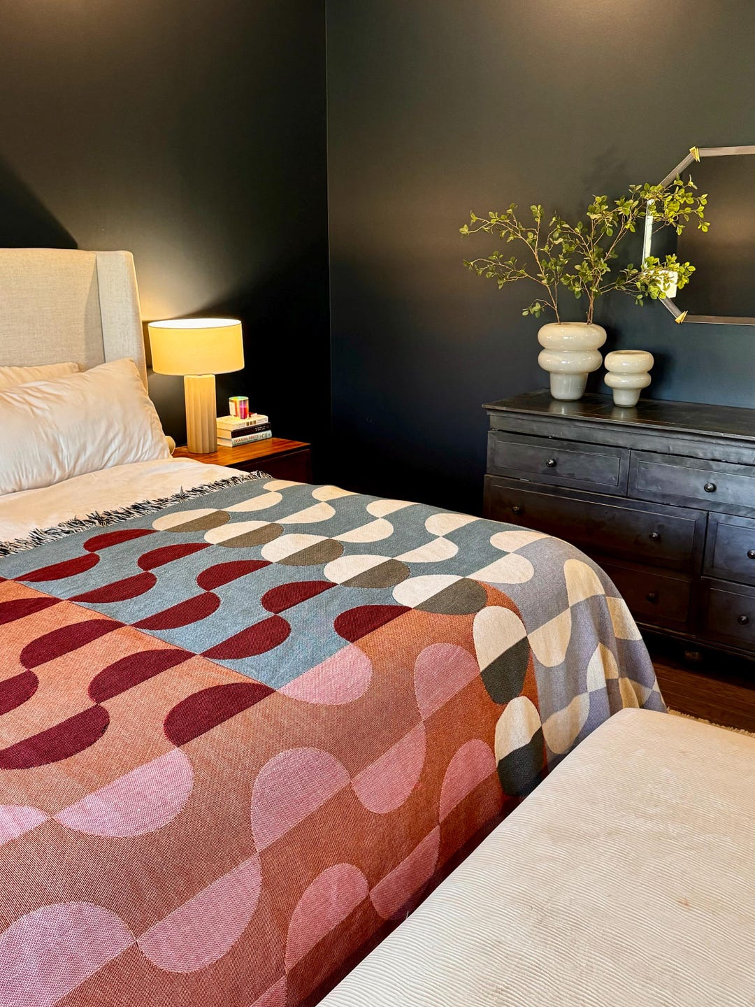 Mid-century Modern Throw Blanket: Geometric Color Block Woven Cotton - Etsy