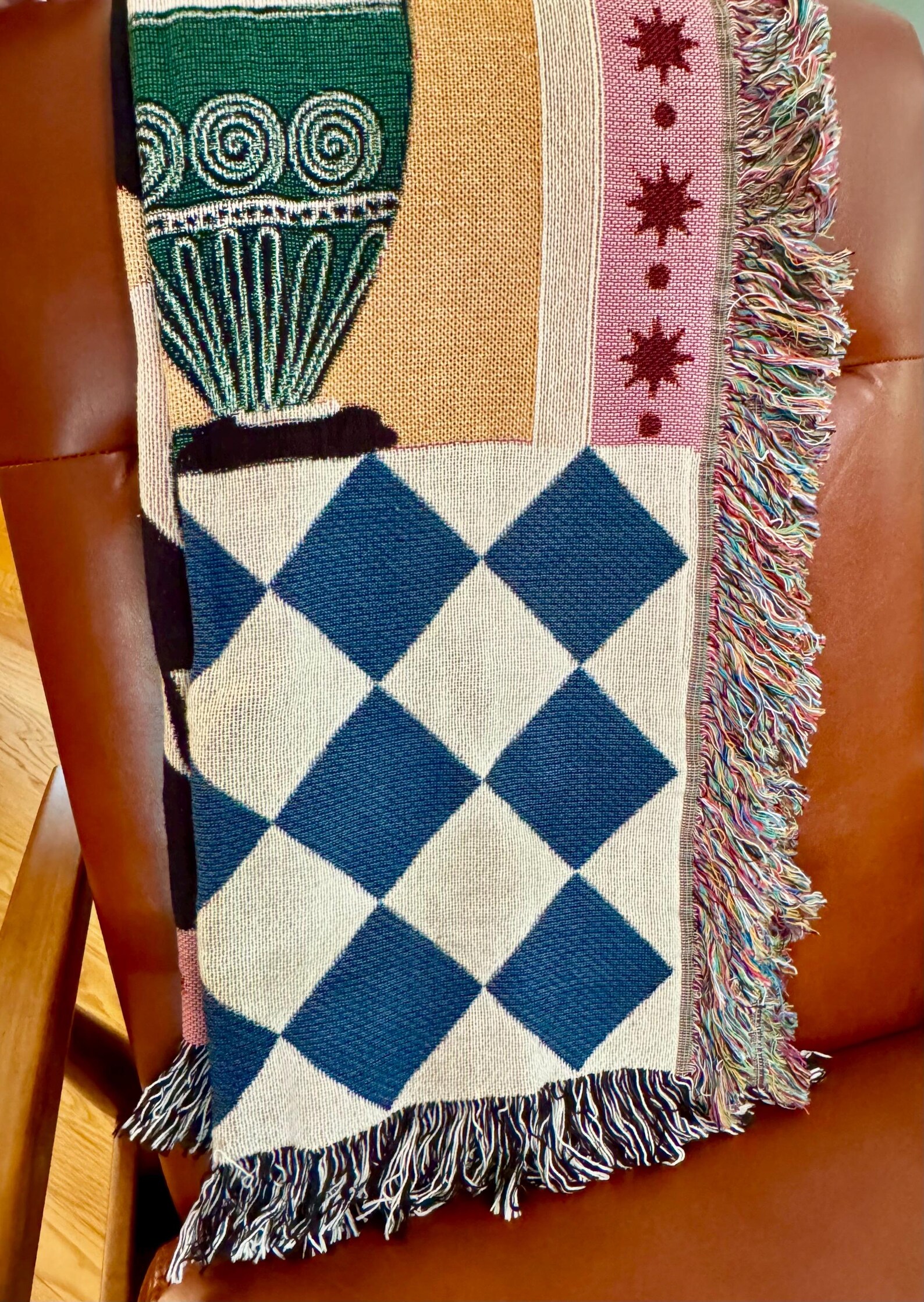 Palm Royale Palm Tree Woven Throw Blanket: Funky Maximalist Home Decor ...