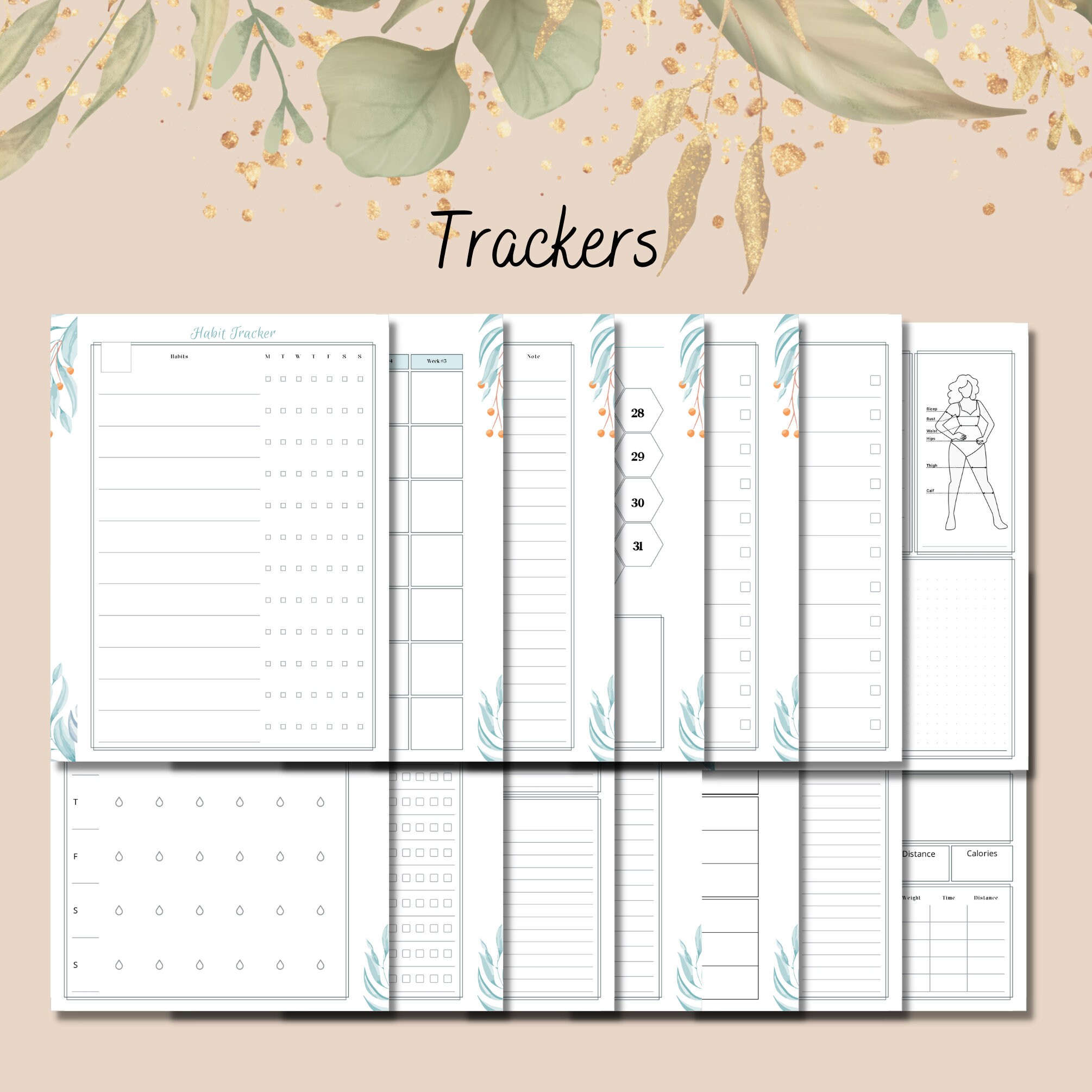 Printable Planner and Tracking System, Habit Tracker, Happy Planner ...