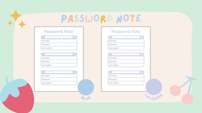 Password Note, Password Tracker, Password Template, Password Keeper ...