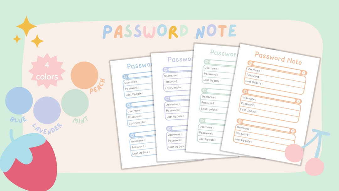 Password Note, Password Tracker, Password Template, Password Keeper ...