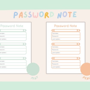 Password Note, Password Tracker, Password Template, Password Keeper ...