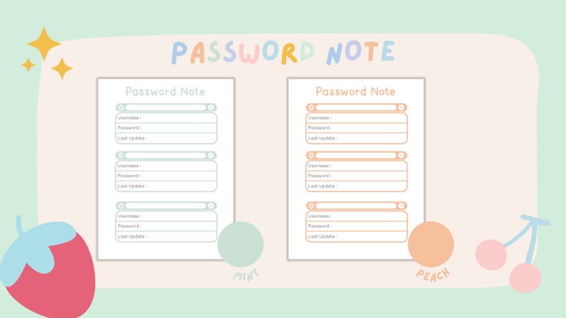 Password Note, Password Tracker, Password Template, Password Keeper ...