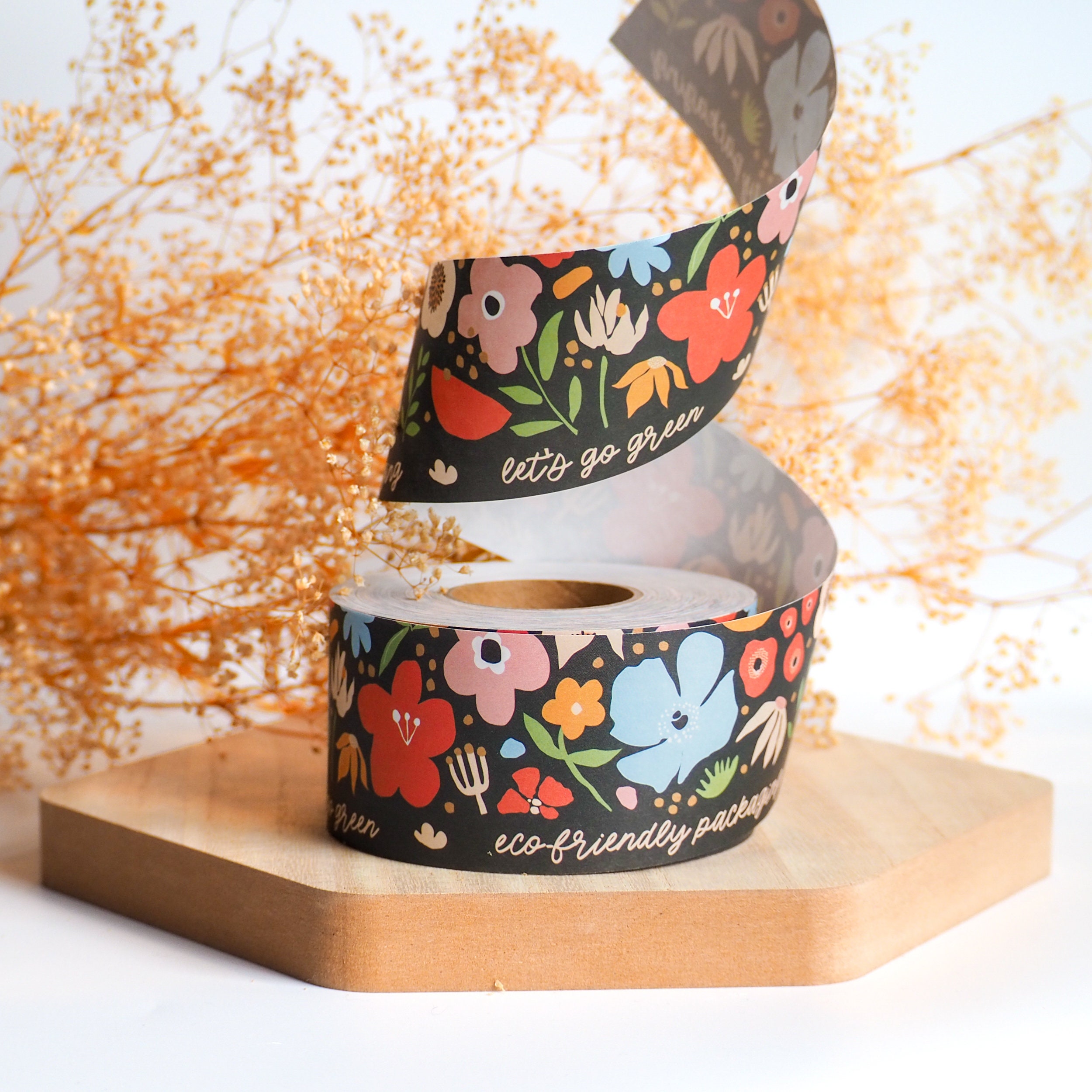 Floral Packing Tape Cute Water Activated Eco-friendly - Etsy