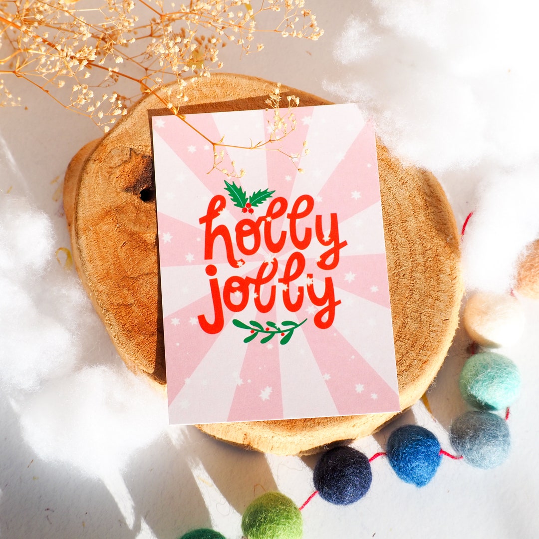 Holly Jolly Christmas Cards | Holiday Postcards | Recycled Eco-friendly ...