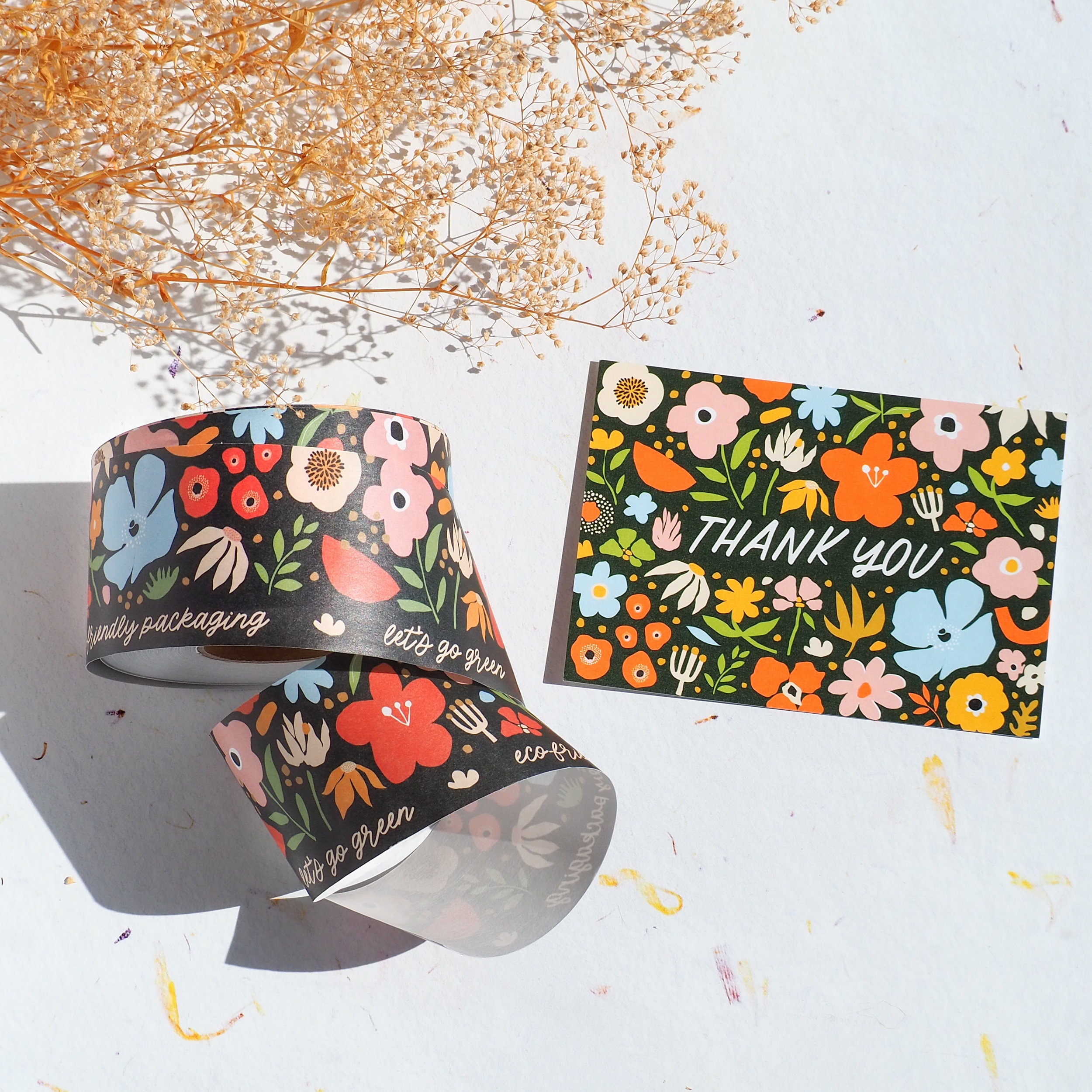 Floral Packing Tape Cute Water Activated Eco-friendly - Etsy