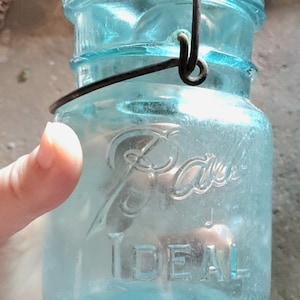 Blue Mason Jar Pat D July 14 1908 #5 Original Snap Lid Lots of Bubbles ...