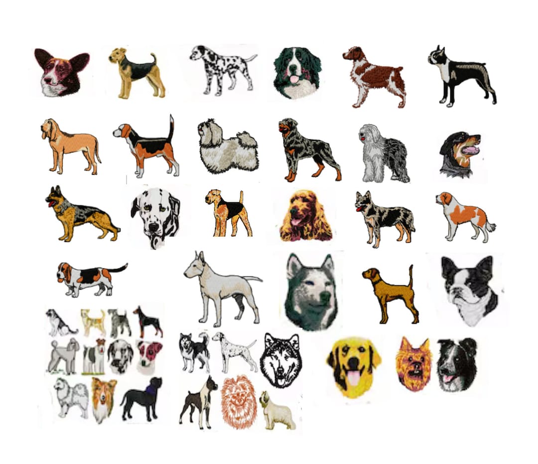 Dog Breeds- Machine Embroidery Design- 100 Designs Bundle- 4x4 Hoop ...