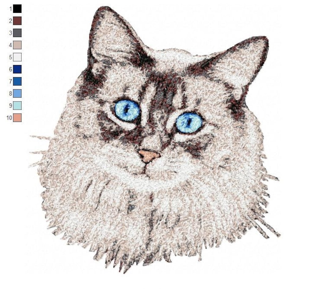Cat Head - Machine Embroidery Design - Cat Face- Photostitch Embroidery ...