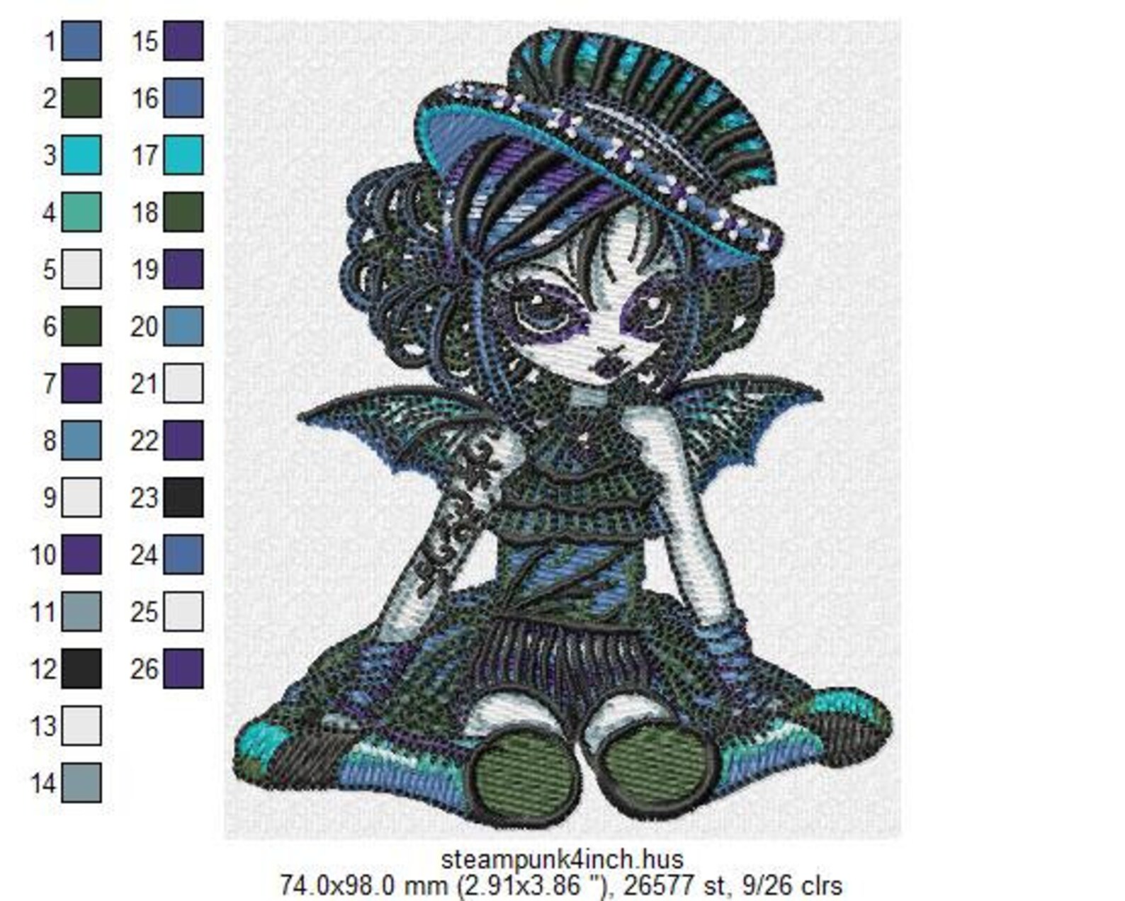 Steampunk Girl Machine Embroidery Design 3 Sizes Instant - Etsy