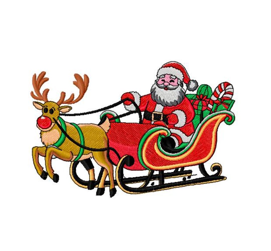 Santa Sleigh - Machine Embroidery Design - Christmas Santa - Christmas ...
